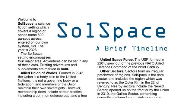 EONS #88 - SolSpace: A Brief Timeline | Issue | RPGGeek