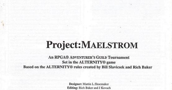 Project: MAELSTROM | RPG Item | RPGGeek