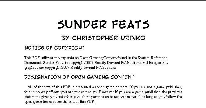 Sunder Feats | RPG Item | BoardGameGeek