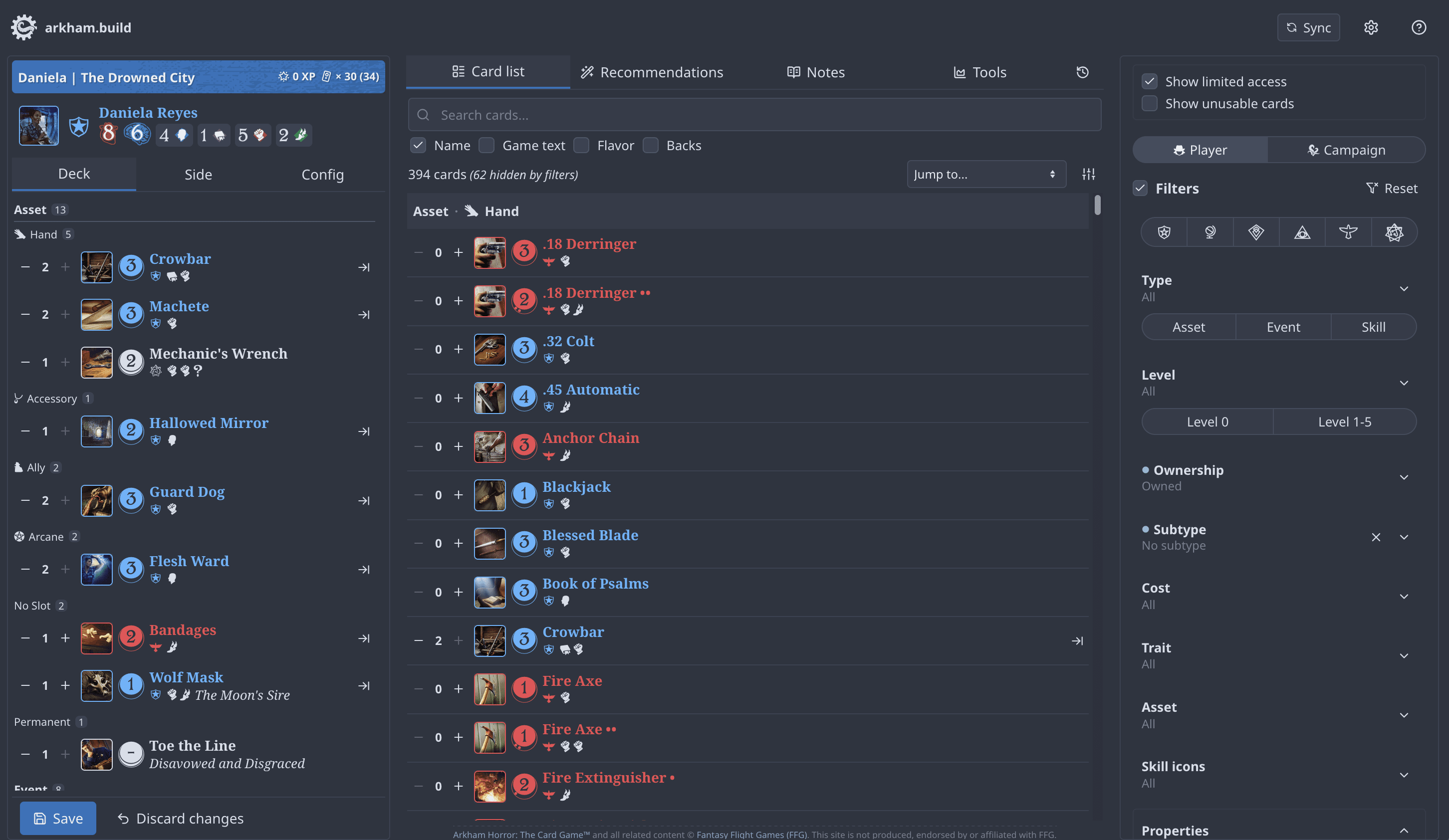 arkham.build: a web deck builder | Arkham Horror: The Card Game