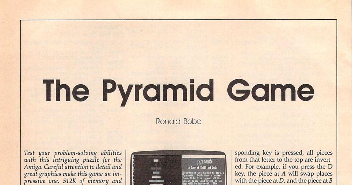 The Pyramid Game | Video Game | BoardGameGeek