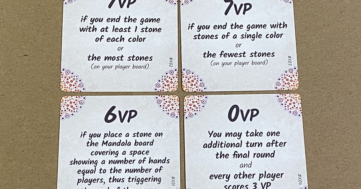 Mandala Stones: Dice Tower 2021 Objective Cards | Board Game ...