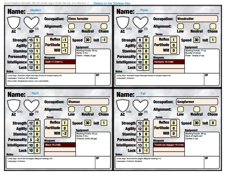 RPGGeek 2023 NPI - Table 1 - Character Sheets | DCC #067: Sailors on ...