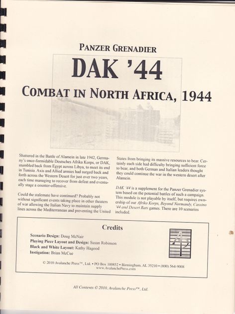 Alternate Historical background for DAK '44 | Panzer Grenadier: DAK '44