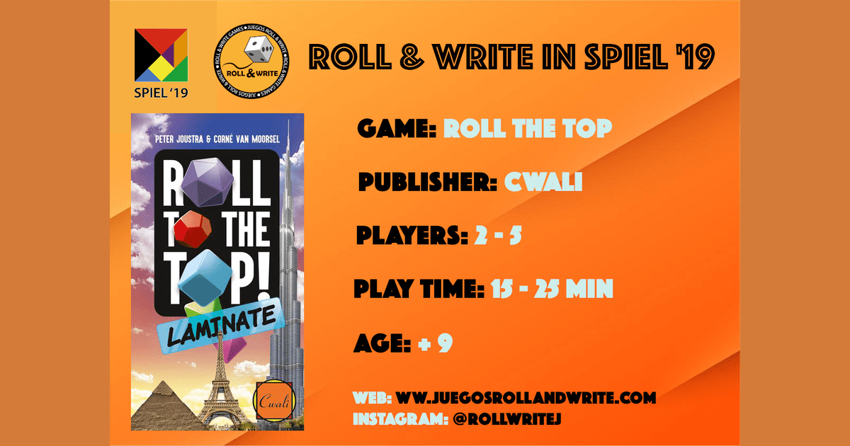 Spiel ’19: Roll The Top! | Juegos Roll & Write | BoardGameGeek