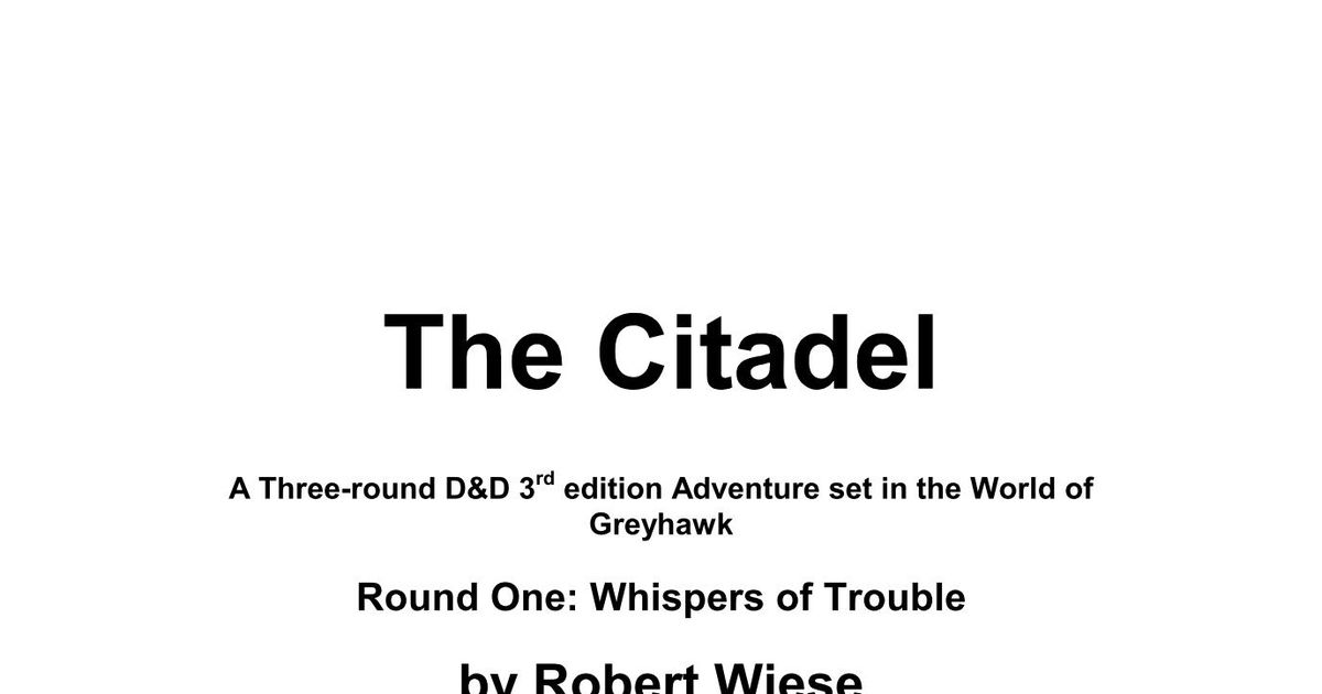 COR1-00: The Citadel | RPG Item | RPGGeek