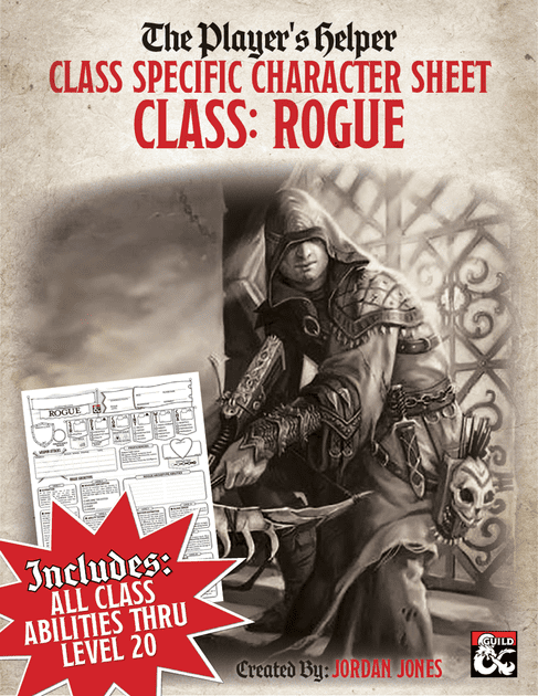 The Player's Helper: Class Specific Character Sheet Class: Rogue | RPG ...