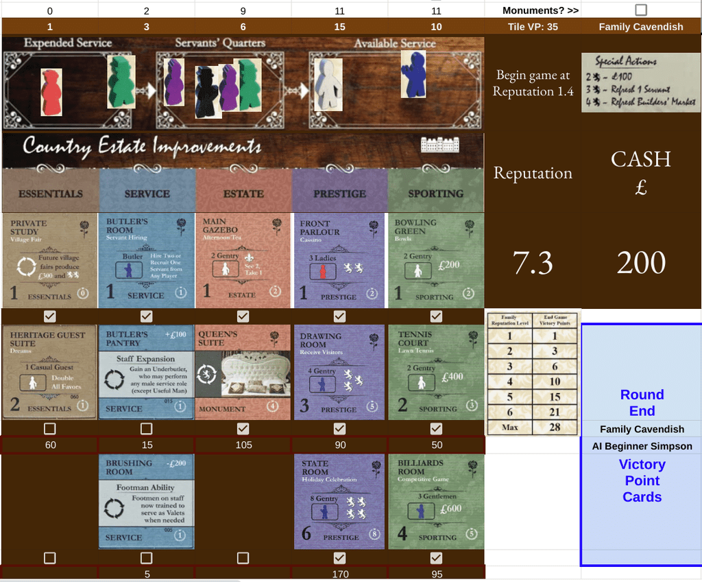 Pete Boteman's Board Game Spreadsheet Builds