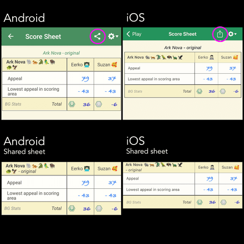 Did you know: you can share score sheets? ☆ | Board Game Stats