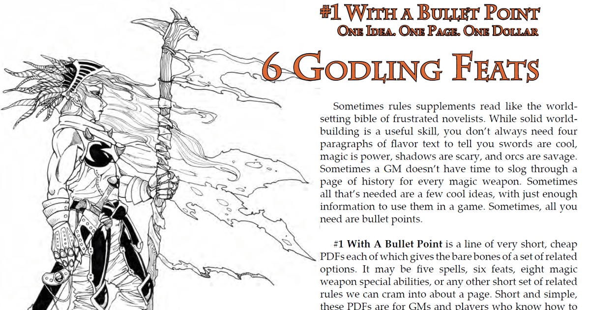 Bullet Points: 6 Godling Feats | RPG Item | RPGGeek
