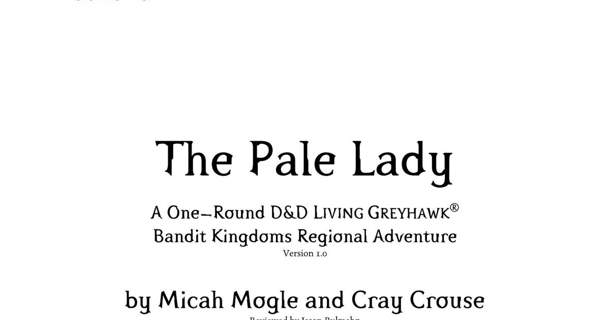 BDK3-07: The Pale Lady | RPG Item | RPGGeek