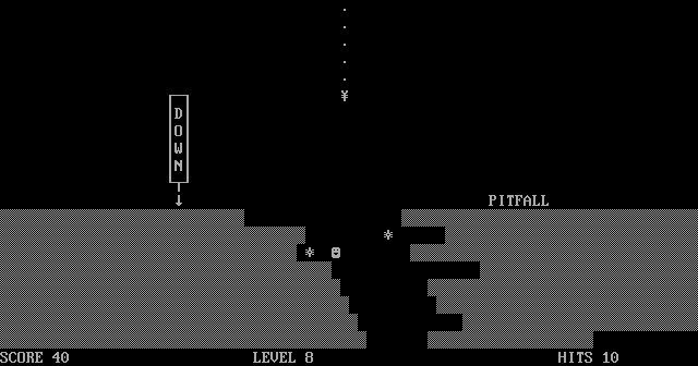 Pitfall (ASCII graphics) | Video Game | VideoGameGeek