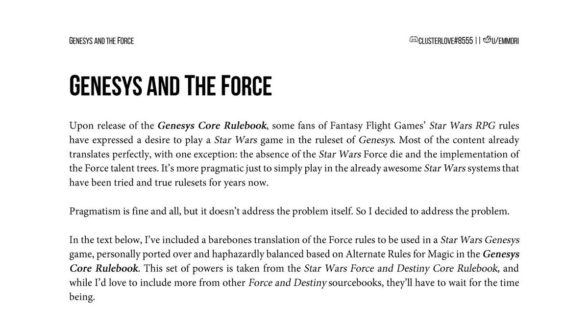 Genesys and the Force | RPG Item | RPGGeek