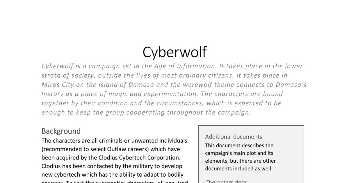 Cyberwolf | RPG Item | RPGGeek
