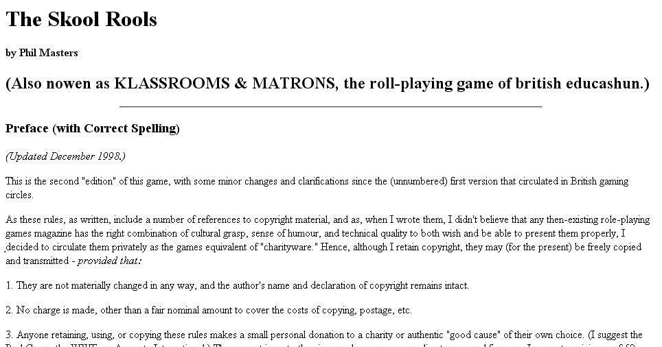 The Skool Rools | RPG Item | RPGGeek