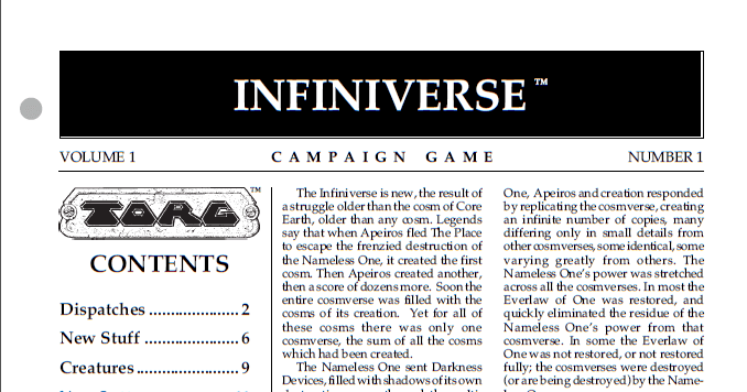Infiniverse (Vol 1, Number 1 - Aug 1990) | Issue | RPGGeek