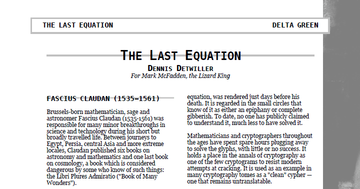 The Last Equation (Call of Cthulhu) | RPG Item | RPGGeek