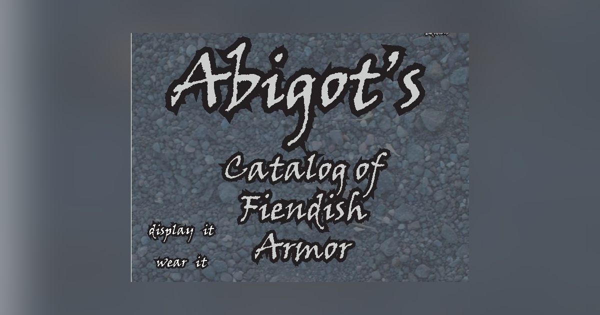 Abigot's Catalog of Fiendish Armor | RPG Item | RPGGeek