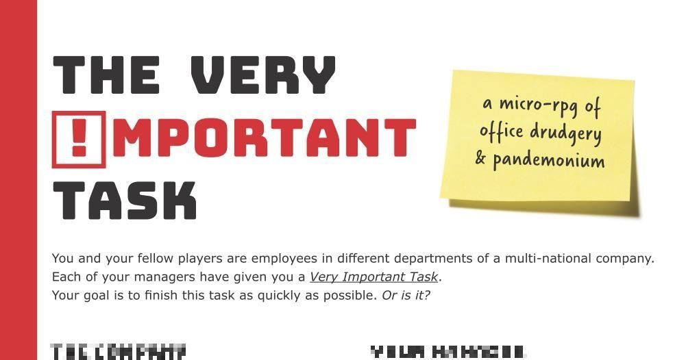 The Very !mportant Task | RPG Item | BoardGameGeek