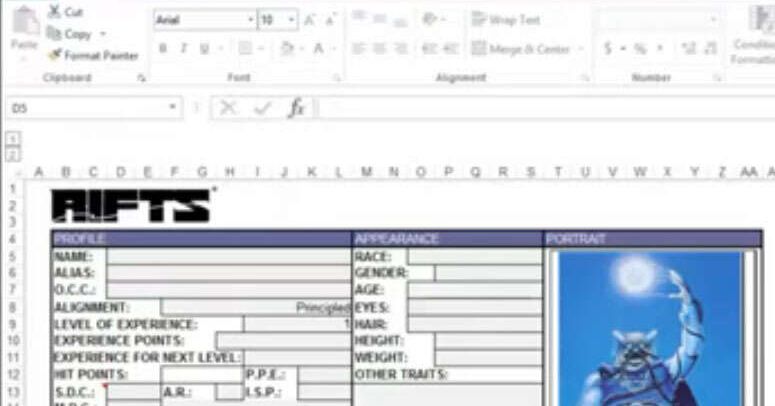 Rifts Automated Character Sheet | RPG Item | BoardGameGeek