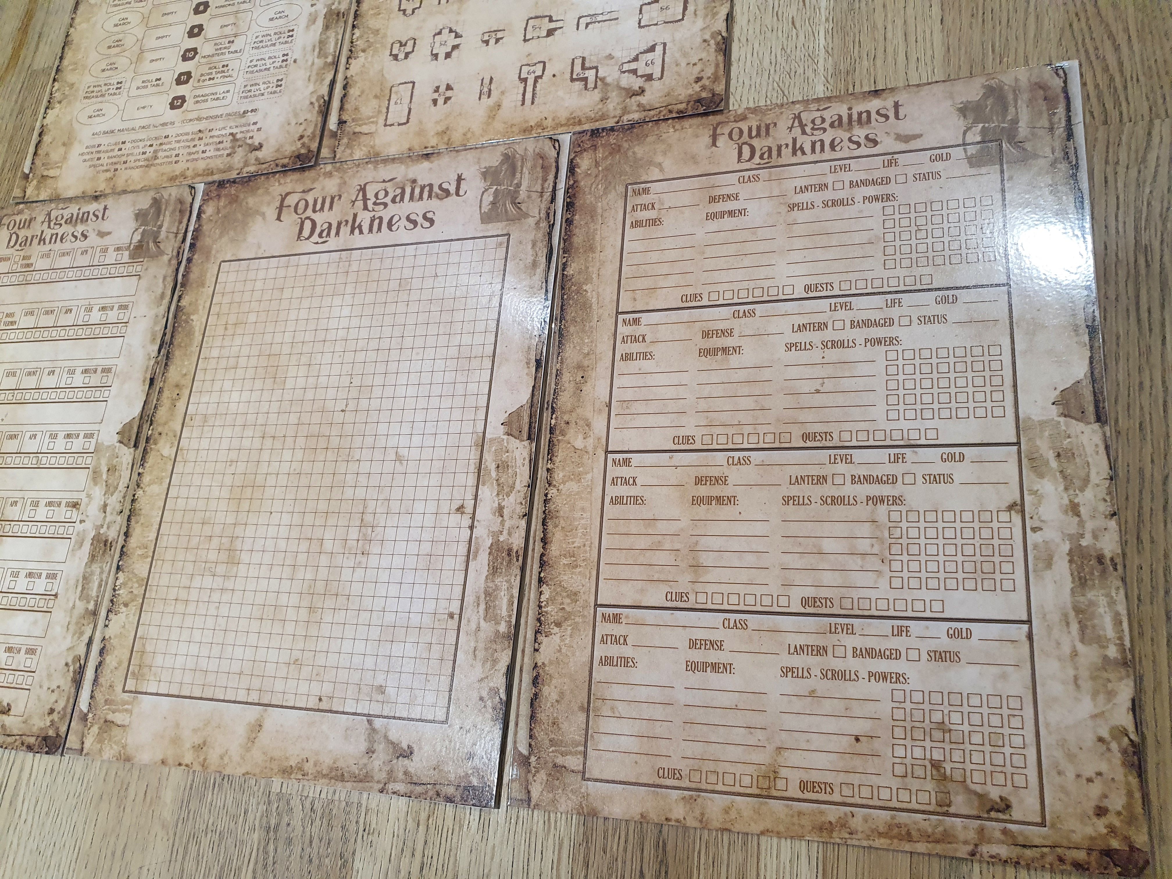 Ye Olde Book Custom 4AD Player Aids | Four Against Darkness