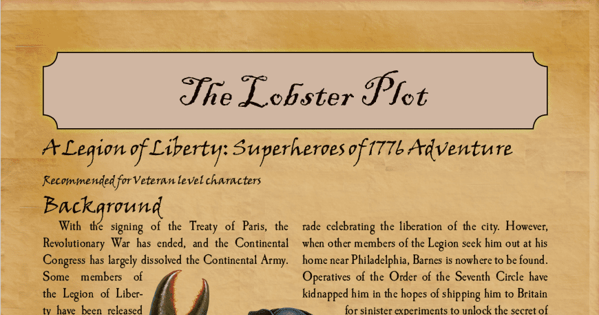 The Lobster Plot | RPG Item | RPGGeek