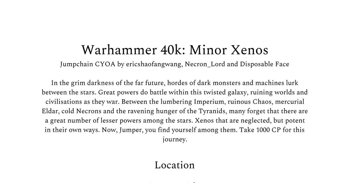 Warhammer 40k: Minor Xenos | RPG Item | RPGGeek