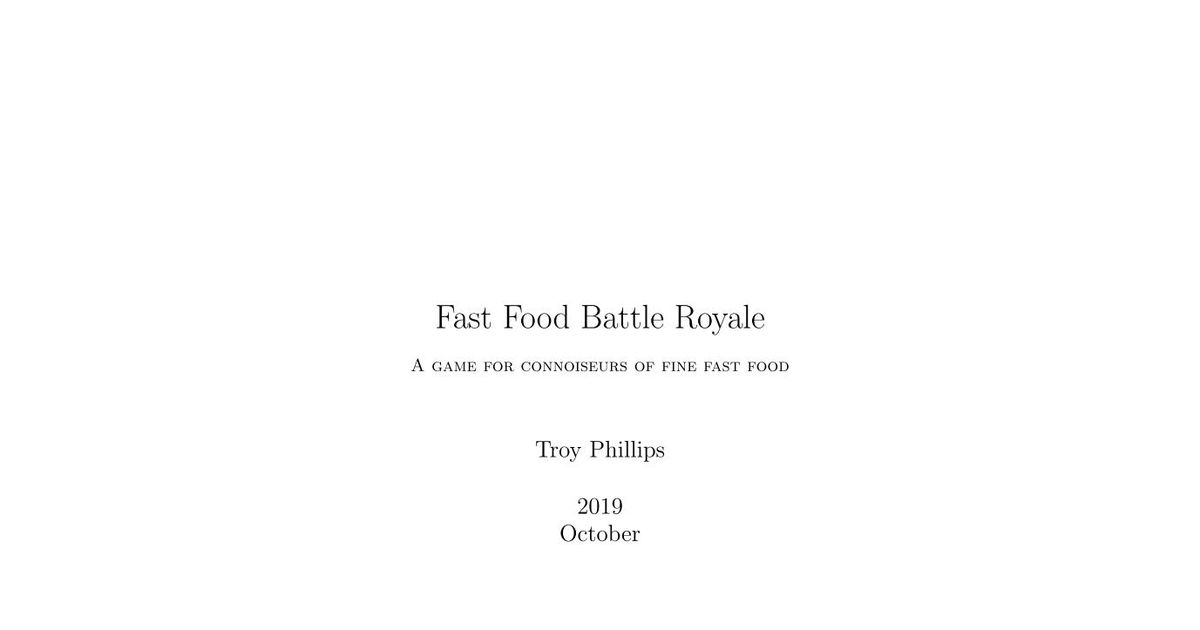Fast Food Battle Royale | RPG Item | RPGGeek