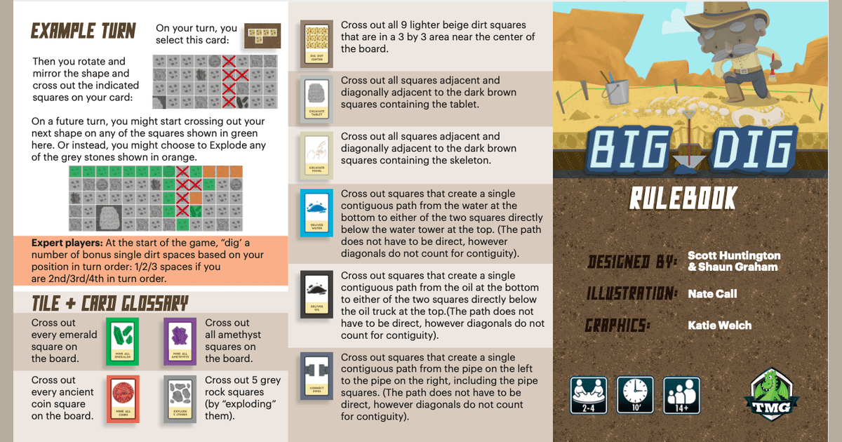 Rules: Big Dig | Juegos Roll & Write | BoardGameGeek