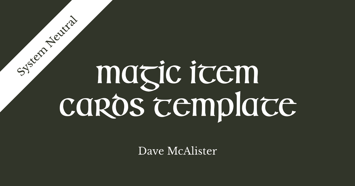 Magic Item Cards Template | RPG Item | RPGGeek