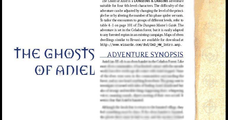The Ghosts of Aniel | RPG Item | RPGGeek