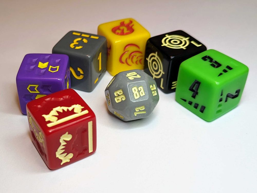 3D printed Road Tile Dice | Thunder Road: Vendetta – Maximum Chrome