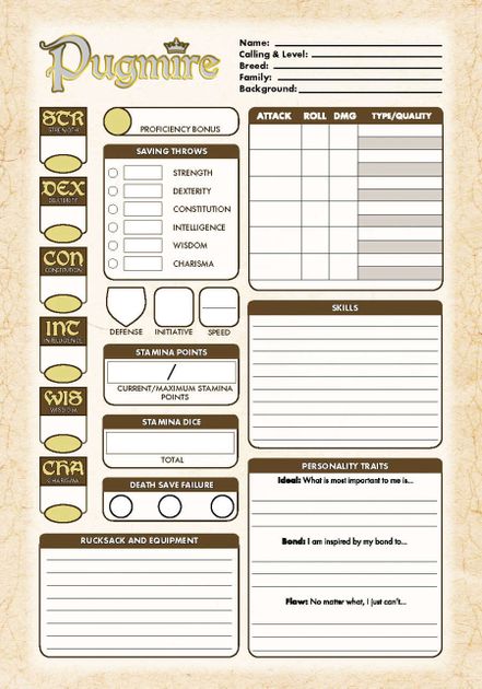 Pugmire Interactive Character Sheet Rpg Item Rpggeek 
