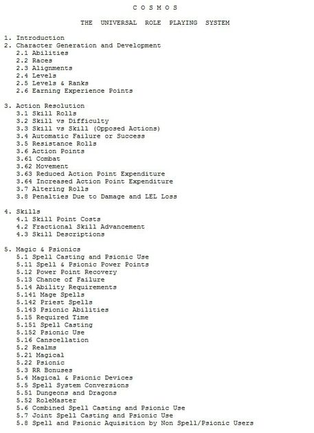 COSMOS: The Universal Role Playing System | RPG Item | RPGGeek