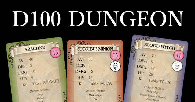 D100 Dungeon: The Dragons Return Monster Cards | Board Game Accessory ...