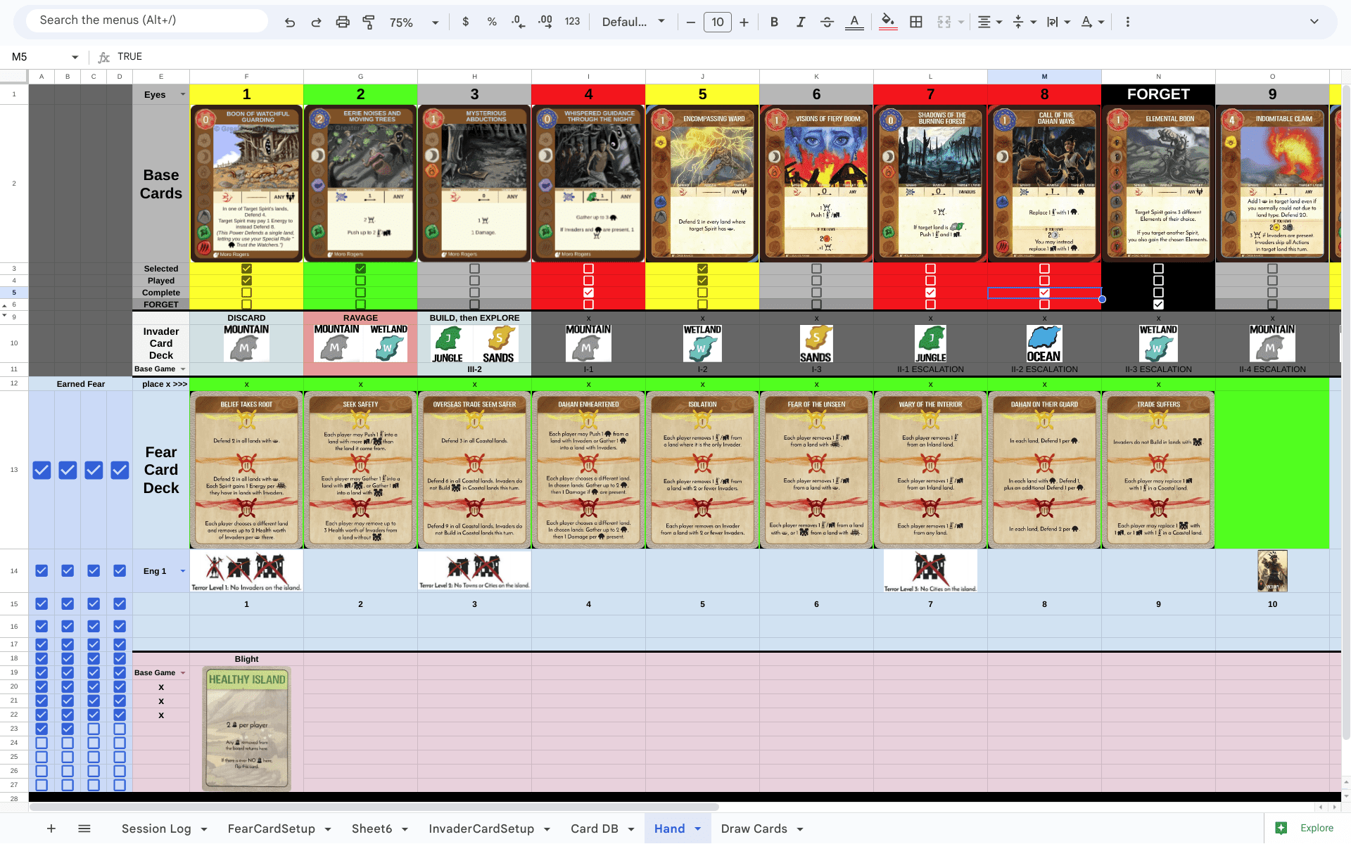 Pete Boteman's Board Game Spreadsheet Builds