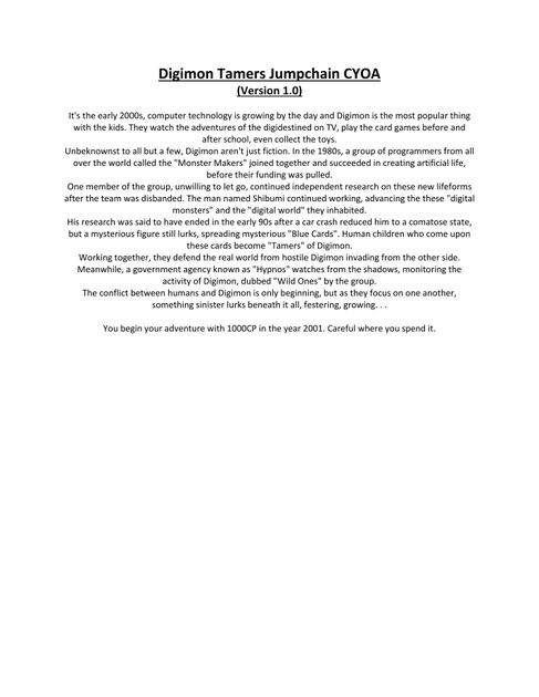 Digimon Tamers Jumpchain CYOA | RPG Item | RPGGeek