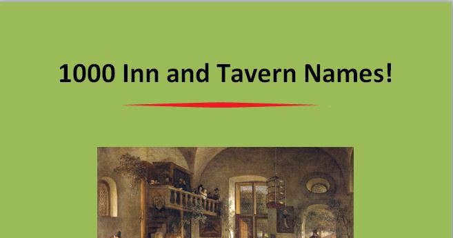 1000 Inn and Tavern Names | RPG Item | RPGGeek