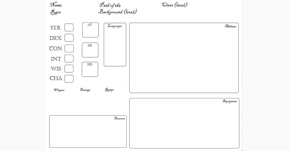 Let Chaos Reign Character Sheet | RPG Item | RPGGeek