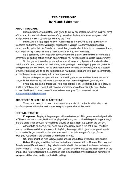 Tea Ceremony | RPG Item | BoardGameGeek