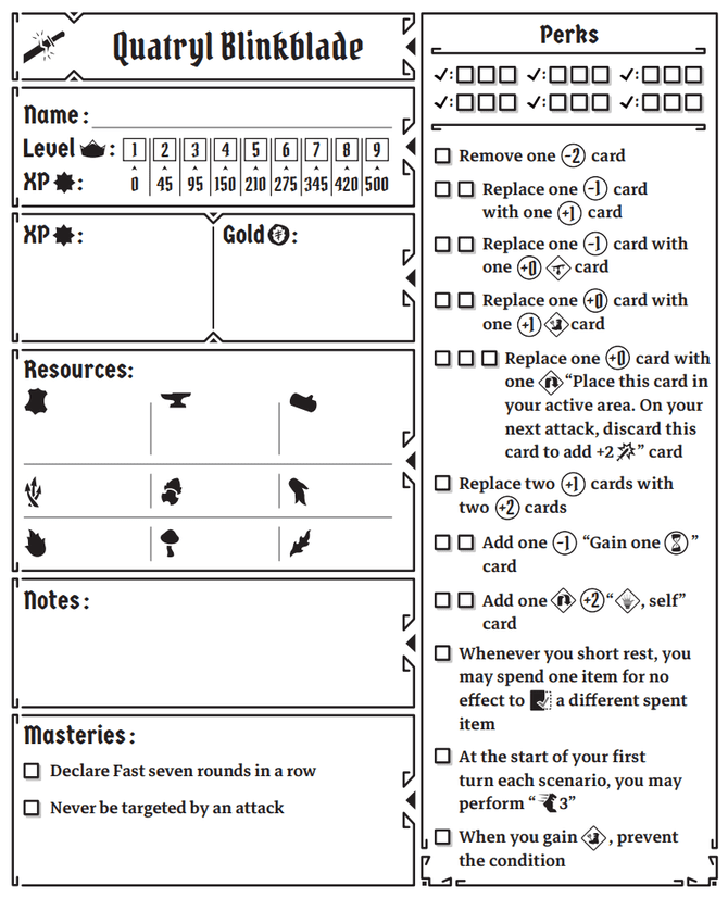 Starting Class Perks and Masteries | Frosthaven