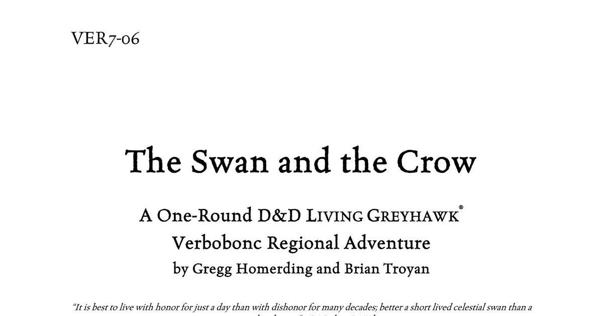 VER7-06: The Swan and the Crow | RPG Item | BoardGameGeek
