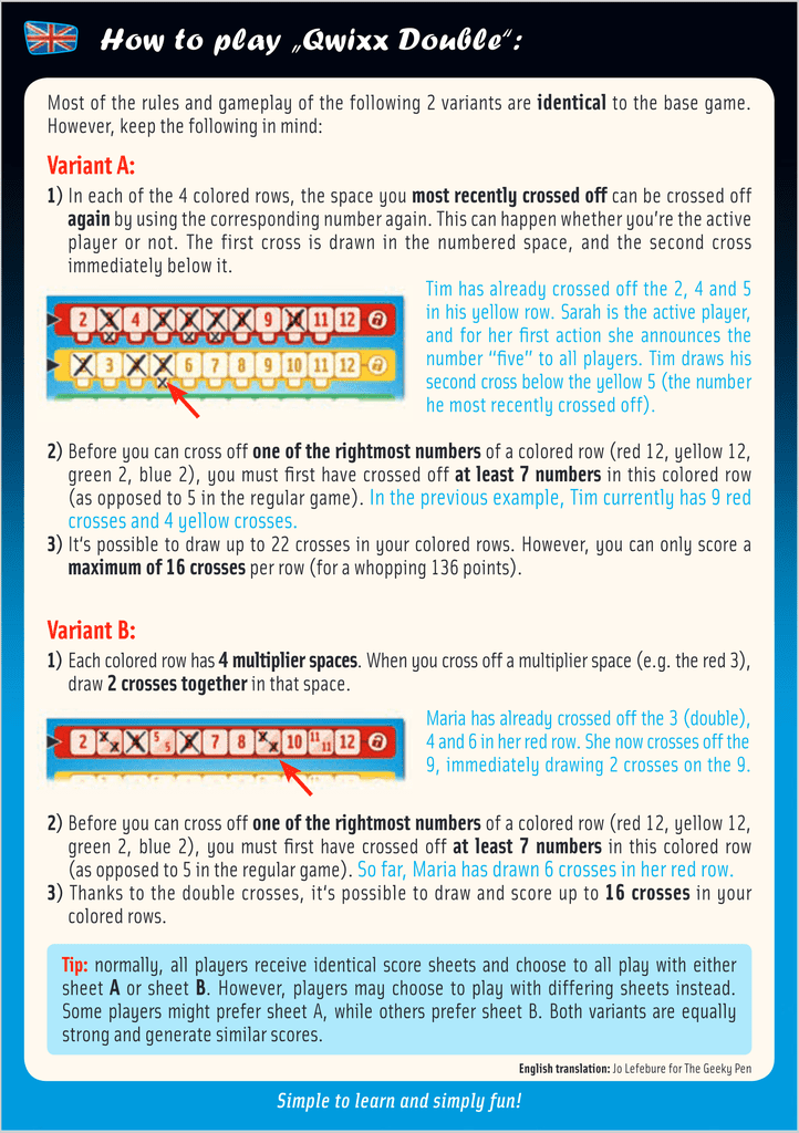 ENGLISH rules? | Qwixx: Double