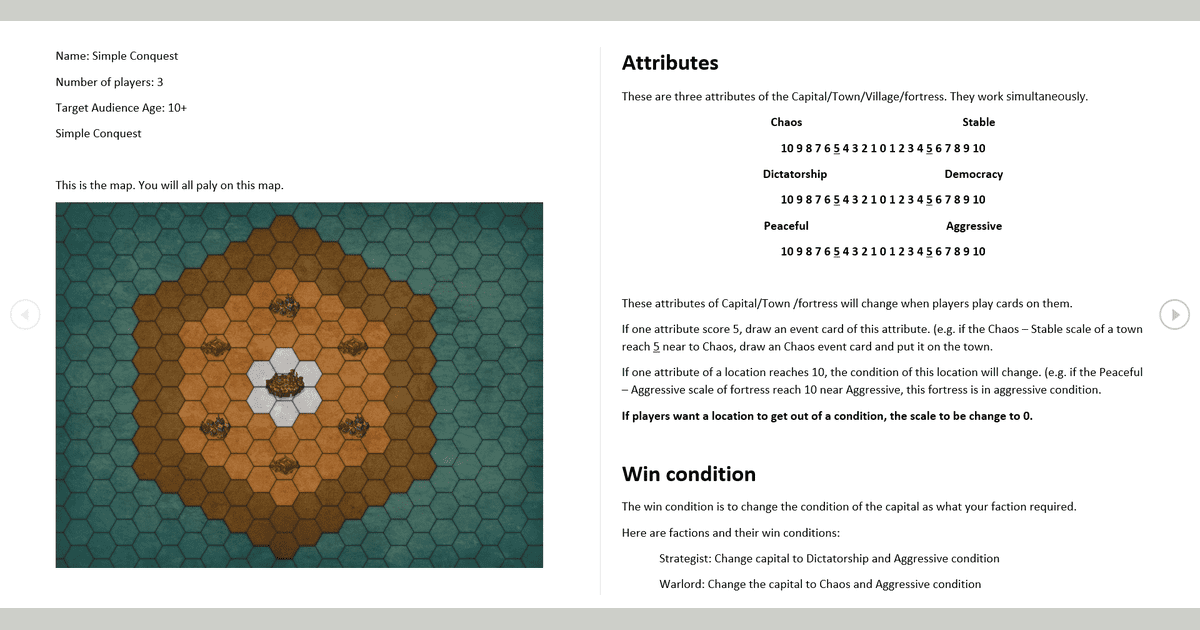 Second Version of Rule | Designer Diary: Simple Conquest | BoardGameGeek