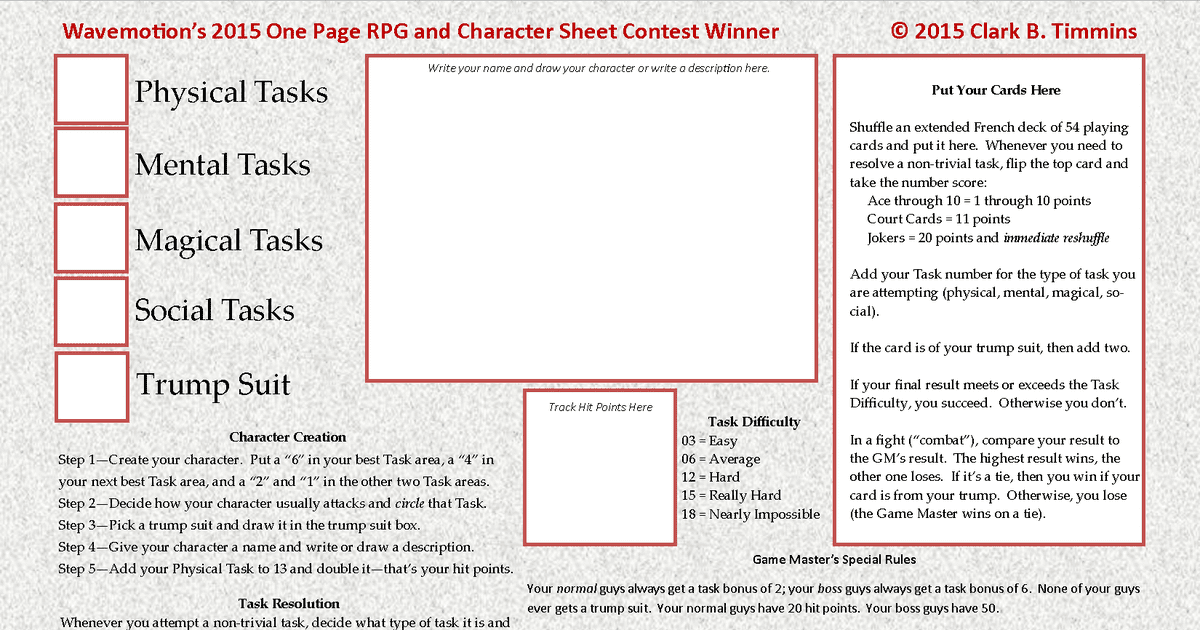 Wavemotion's 2015 One Page RPG and Character Sheet Contest Winner | RPG ...