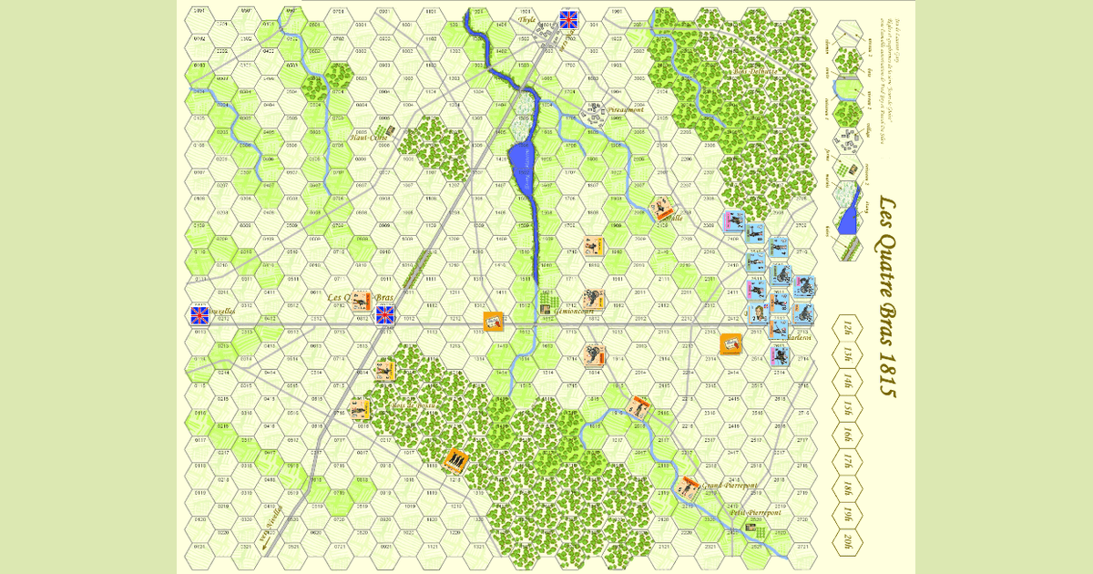 Quatre-Bras 1815 Map and counters | Quatre-Bras 1815