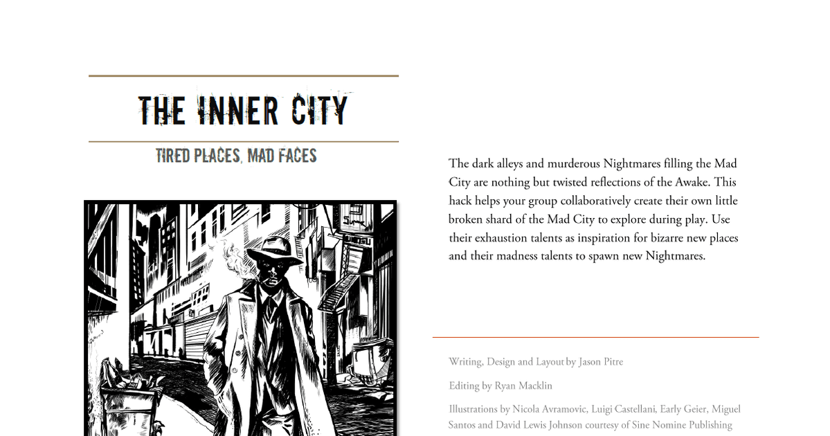 The Inner City: Tired Places, Mad Faces | RPG Item | RPGGeek