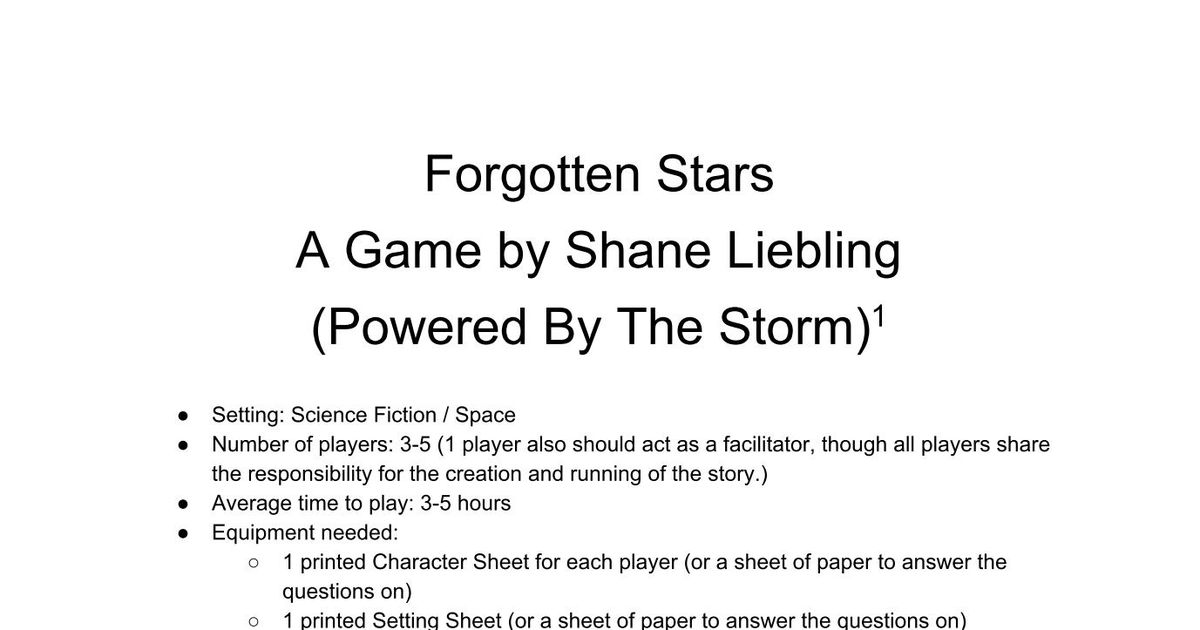 Forgotten Stars | RPG Item | RPGGeek