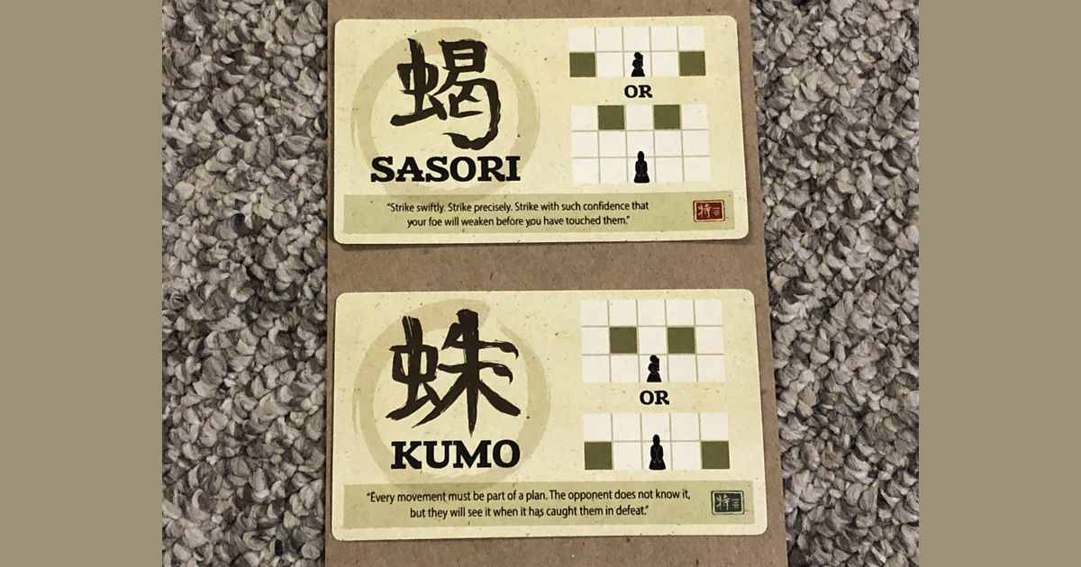 Onitama: Kumo and Sasori Promo Cards | Board Game | BoardGameGeek
