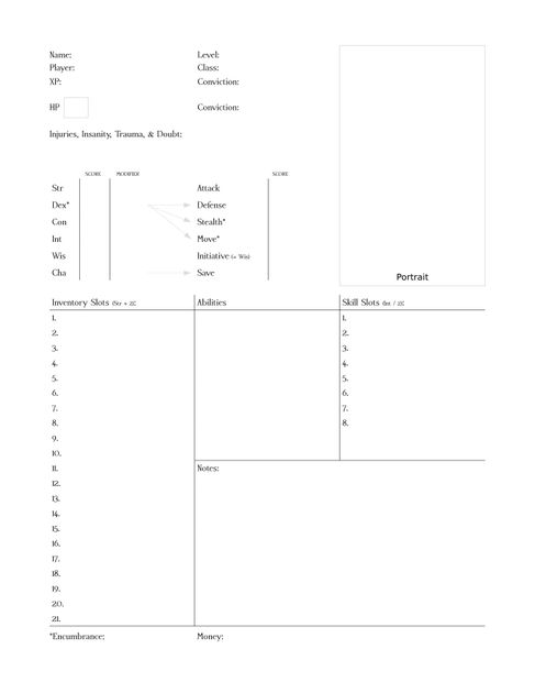 The GLOG: Character Sheet | RPG Item | RPGGeek